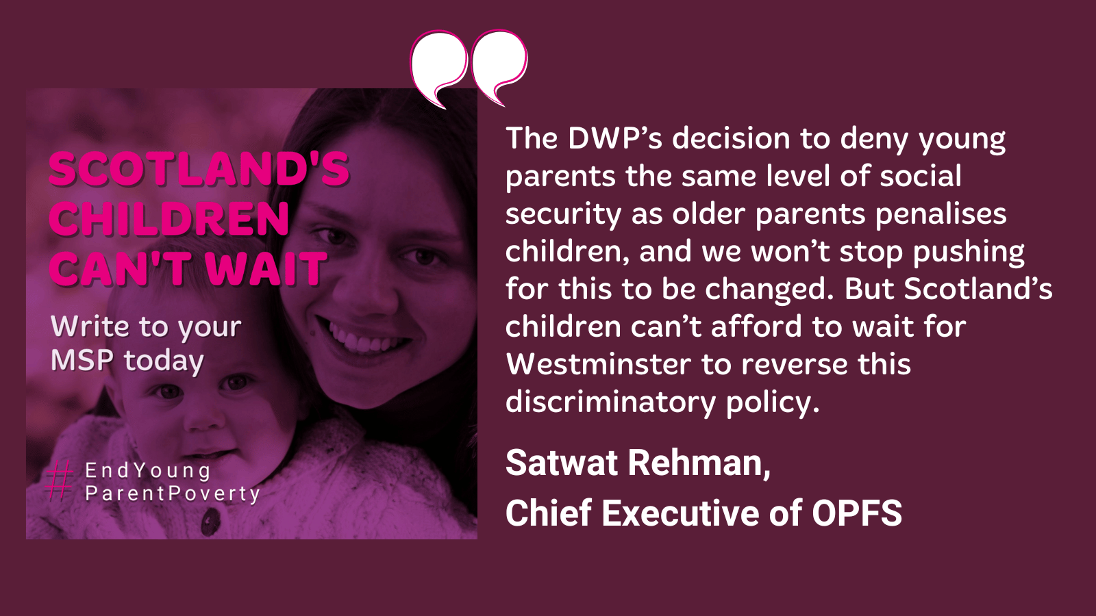 OPFS launches campaign to End Young Parent Poverty